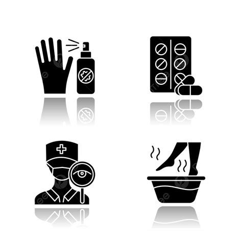 일반적인 감기 그림자 검은 글리프 아이콘 세트 치료사 도움 검은 Png 일러스트 및 벡터 에 대한 무료 다운로드