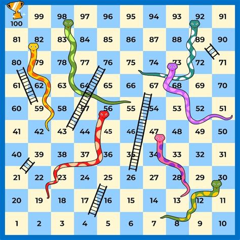 Plantilla De Juego De Mesa De Serpientes Y Escaleras Para Niños