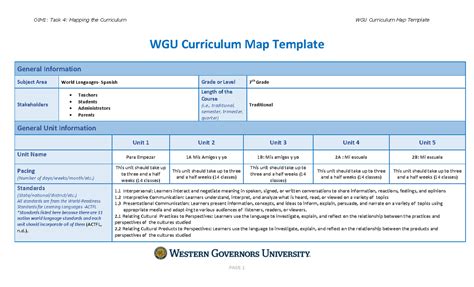 Wgu Curriculum Map Template 1 Wgu Curriculum Map Template General Information Subject Area