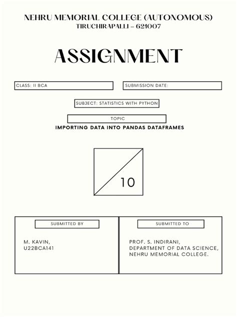 Statistics With Python Assignment Cover Pdf