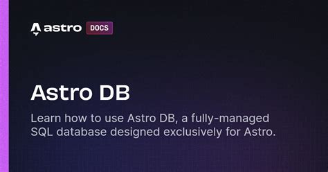 Astro Db Docs