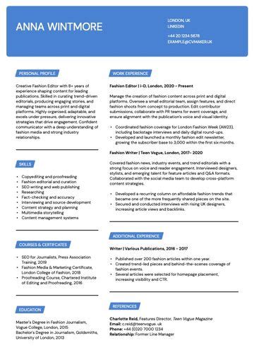 Writer Cv Free Guide Templates And Examples