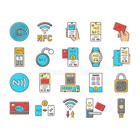 Nfc Technology Contactless Icons Set Vector Stock Illustration Illustration Of Sign Proximity