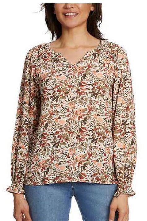 Jessica Simpson Ladies V Neck Blouse Boho Neutral Cream Floral Small