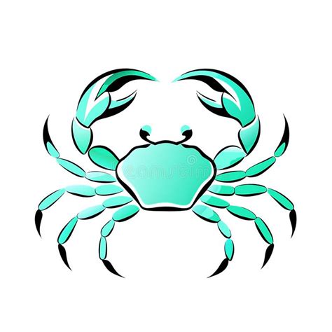 Stylized Turquoise Crab With Bold Black Outlines On A Clear Background