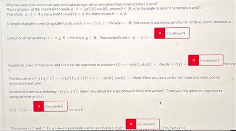 Solved Why Two Non Zero Vectors Are Perpendicular To Each Chegg