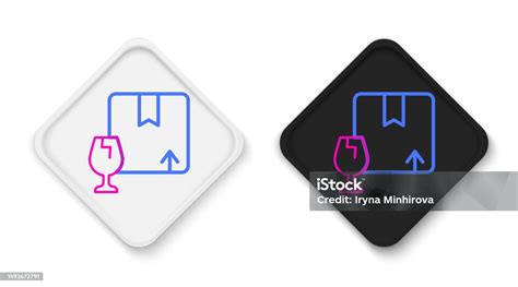 흰색 배경에 격리 깨진 유리 아이콘의 깨지기 쉬운 콘텐츠 기호라인 배달 패키지 상자 상자 포장 소포 표지판 다채로운 개요 개념 벡터 경계 표지에 대한 스톡 벡터 아트 및