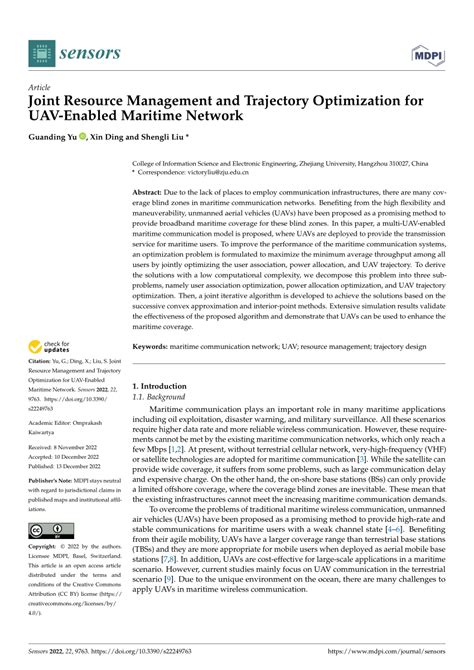 Pdf Joint Resource Management And Trajectory Optimization For Uav Enabled Maritime Network