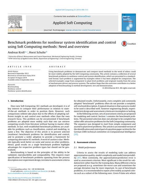 Pdf Benchmark Problems For Nonlinear System Identification And Control Using Soft Computing