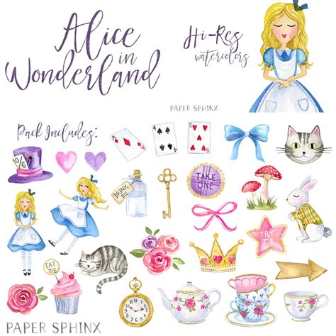 Alice In Wonderland Clipart Set Masterbundles