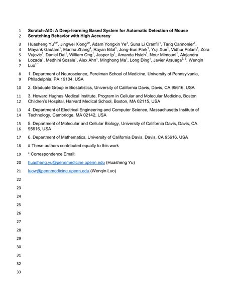 Pdf Scratch Aid A Deep Learning Based System For Automatic Detection Of Mouse Scratching