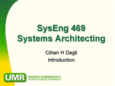 Sys Eng 469 Systems Architecting Cihan H Dagli