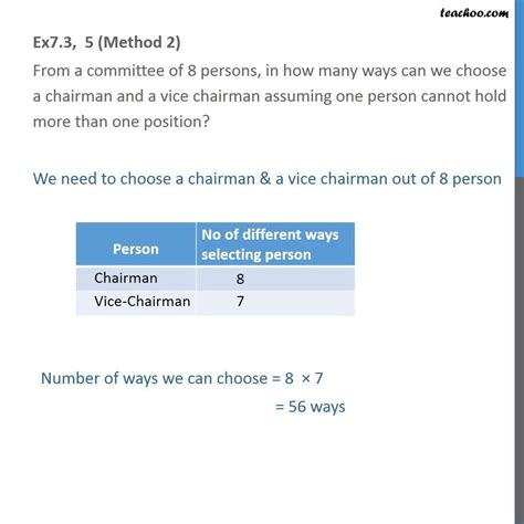 ex 6 3 5 from a committee of 8 persons in how many ways
