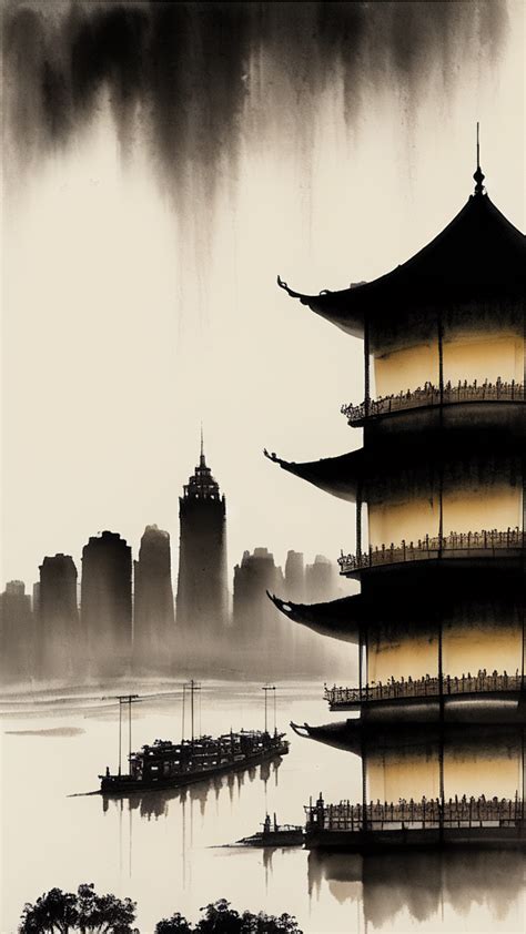 国画 故人西辞黄鹤楼，烟花三月下扬州