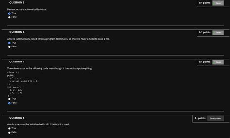 Solved Question 1 01 Points Saved A Class That Has A Pure