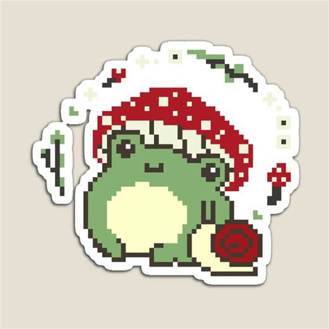 Cute Mushroom Frog Pixel Art Sticker