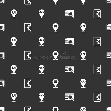 Set Ui Or Ux Design Web Development And Front End On Seamless Pattern Vector Stock Vector