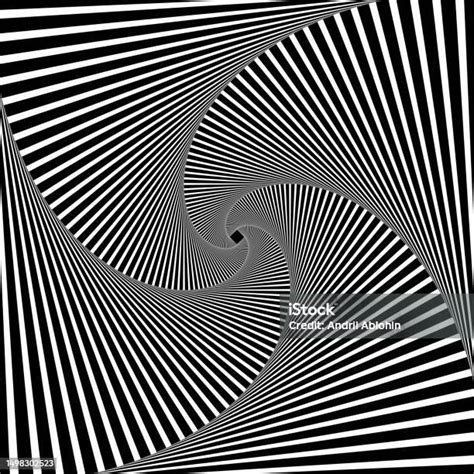 Black And White Twisted Lines Pattern With Vortex Pinwheel Visual Effect Motion Kaleidoscope