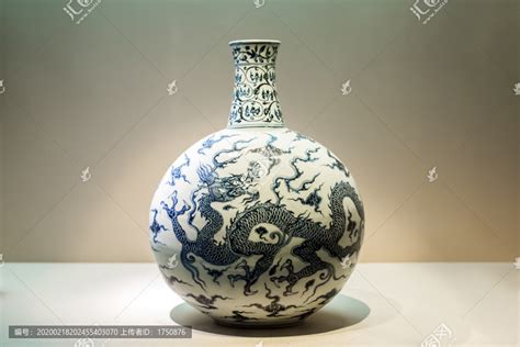 南京博物院明永乐青花云龙纹扁瓶 文物考古 文化艺术 摄影素材 汇图网www huitu