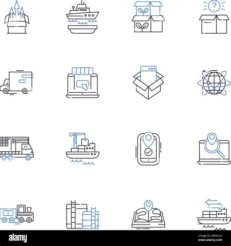 Industrial Linkages Line Icons Collection Manufacturing Production