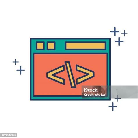 Ikon Pemrograman Ilustrasi Vektor Desain Gaya Mesin Terbang Dengan