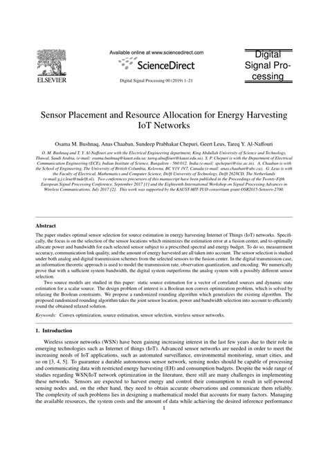 Pdf Sensor Placement And Resource Allocation For Energy Harvesting Iot Networks