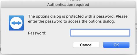 Cant Get To Teamviewer Preferences Says Authentication Required And Needs A Password On Macos