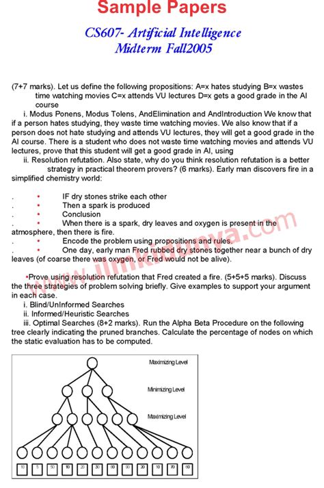 cs607 artificial intelligence mcs vu university past papers 2005 mid