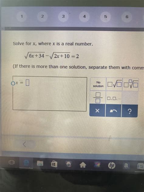 Solved Solve For X Where X Is A Real Number Squareroot
