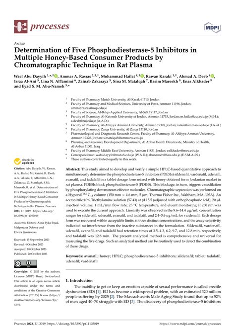 Pdf Determination Of Five Phosphodiesterase 5 Inhibitors In Multiple Honey Based Consumer