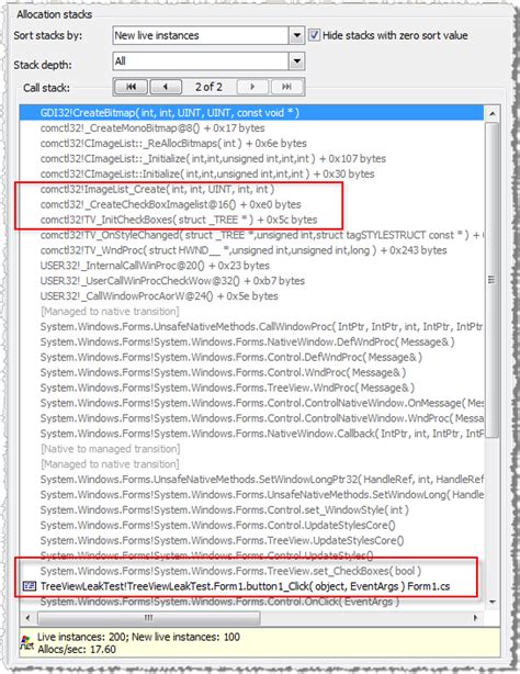 Resource Leak In Treeview Net Memory Profiler