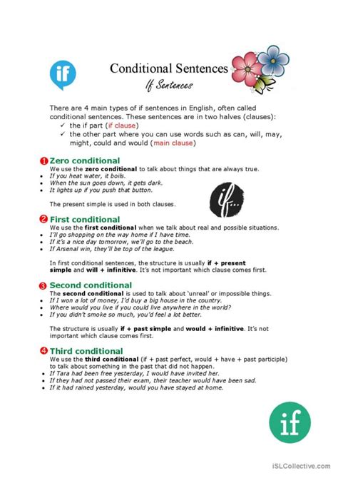 Conditional Sentences If Sentences English ESL Worksheets Pdf Doc