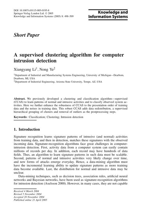 pdf a supervised clustering algorithm for computer intrusion detection
