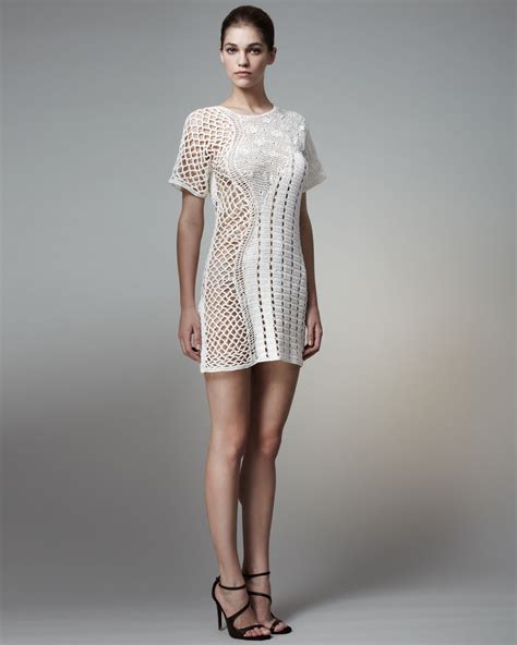 Stella Mccartney Crochet Shift Dress In White Lyst