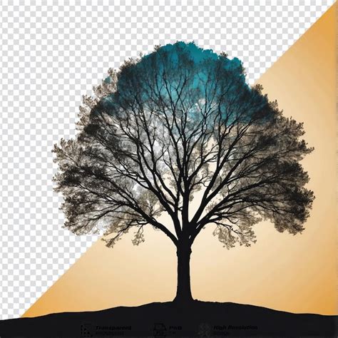 Силуэт дерева выделенный на прозрачном фоне Премиум Ai сгенерированный Psd