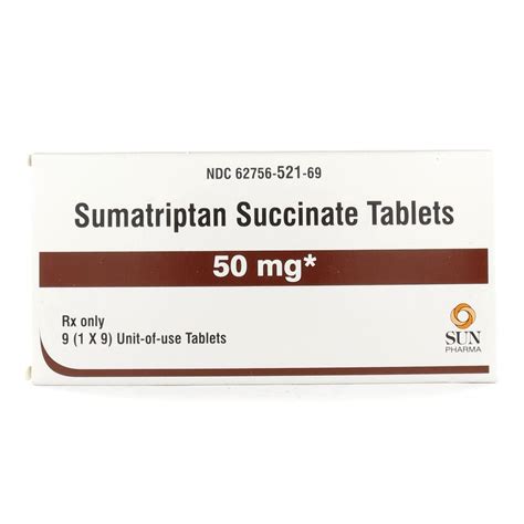 Sumatriptan Succinate 50mg Unit Dose 9 Tablets Box Mcguff
