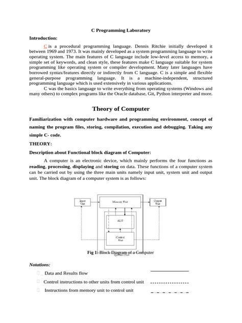 C Programming Laboratory Information Pdf Random Access Memory