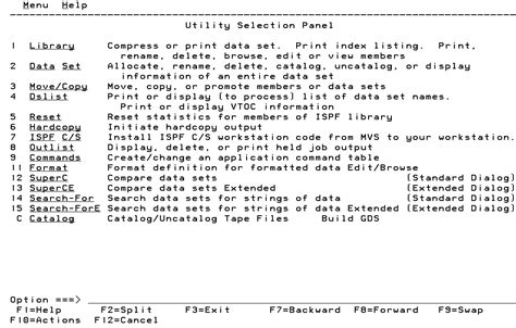 Using Options On The Utility Selection Panel Action Bar