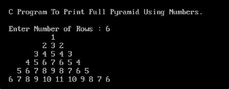 C Program To Print Full Pyramid Using Numbers