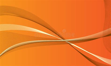 Orange Light With Smooth Lines Wave Curves On Gradient Abstract Background Stock Illustration