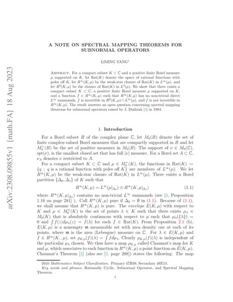 PDF A Note On Spectral Mapping Theorems For Subnormal Operators