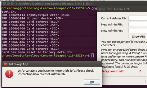 Reset Admin Pin Misc Nitrokey Support