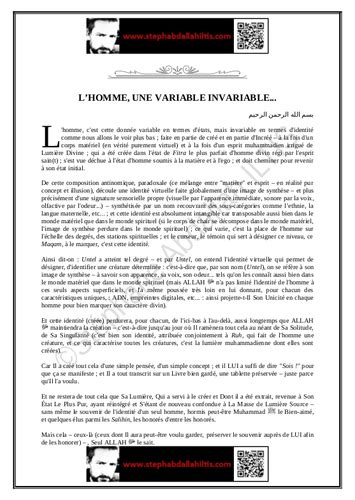 Lhomme Une Variable Invariable Pdf Steph Abdallah Iltis