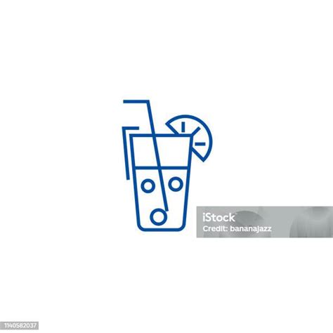주스 유리 음료 라인 아이콘 개념입니다 주스 유리 음료 평면 벡터 기호 기호 개요 그림 감귤류 과일에 대한 스톡 벡터 아트 및 기타 이미지 Istock