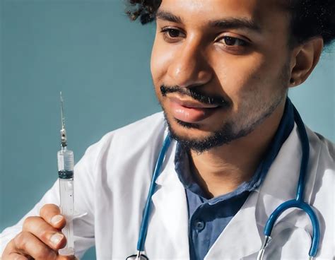 Premium Photo Doctor Holds A Syringe With Liquid For Injection Of