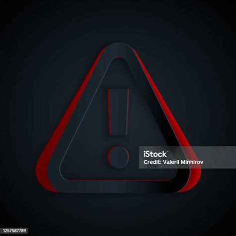 검은색 배경에 격리된 삼각형 아이콘의 용지 컷 느낌표입니다 위험 경고 표지판 주의 주의 위험 경고 표지판 종이 아트 스타일 벡터 3차원 형태에 대한 스톡 벡터 아트 및 기타