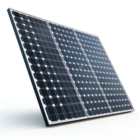 Single Solar Panel With Multiple Cells On Plain White Background Stock