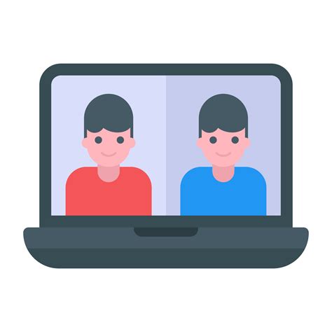 Users Inside Laptop Denoting Online Meeting In Flat Icon 6608859 Vector Art At Vecteezy