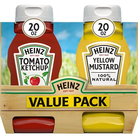 Heinz Tomato Ketchup And 100 Natural Yellow Mustard Value Pack 2 Ct Pack 20 Oz Bottles