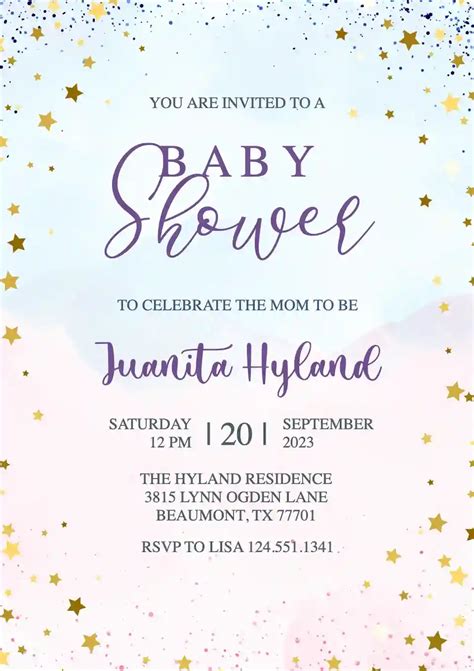 별 무료 베이비 샤워 초대장 템플릿 Invitanku
